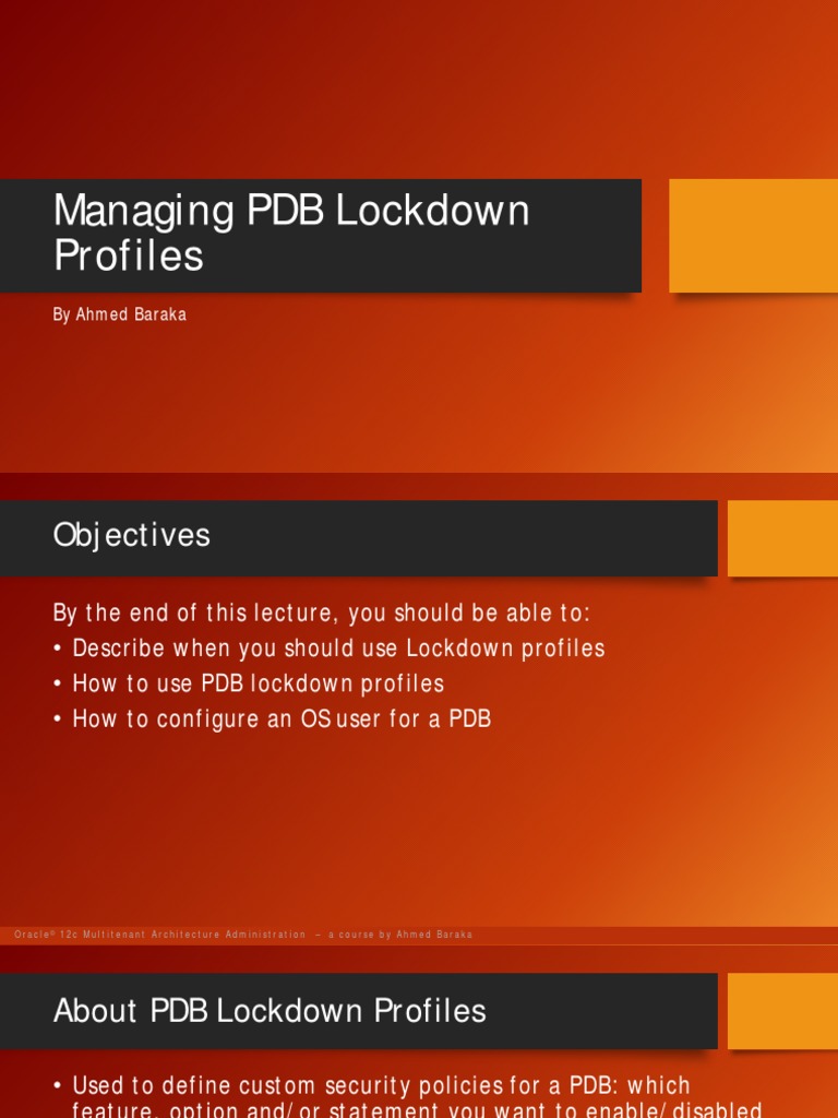 Managing PDB Lockdown Profiles | PDF | Databases | User (Computing)