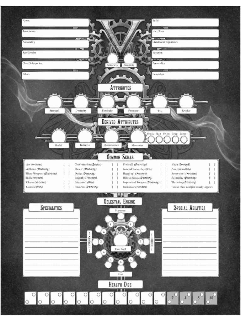 Victoriana 3E Interactive Character Sheet | PDF