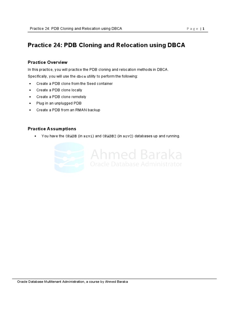 Practice 24 - PDB Cloning and Relocation Using DBCA | PDF | Protein Data Bank | Computer File