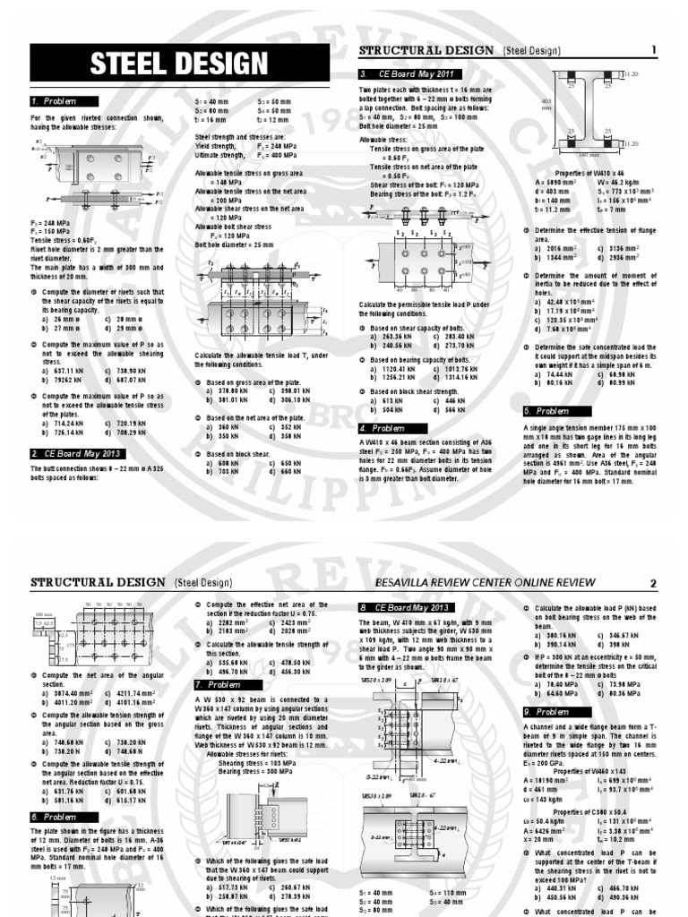 SteelDesignPracticeProblems PDF | PDF | Bending | Beam (Structure)