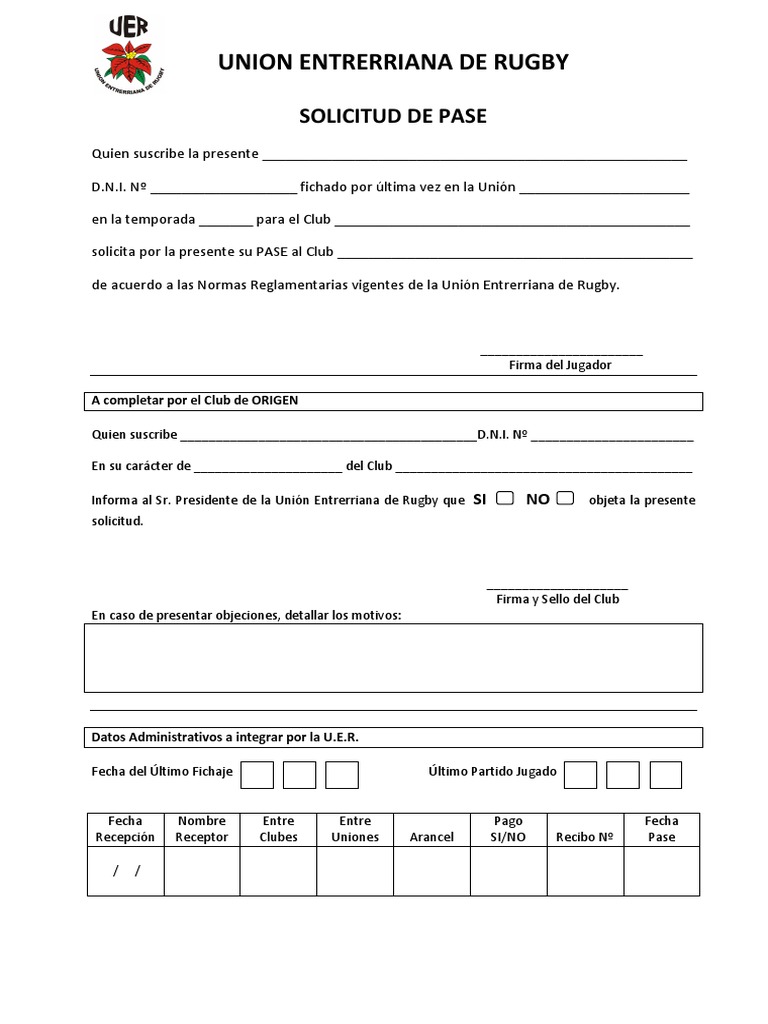 Solicitud de Pase | PDF