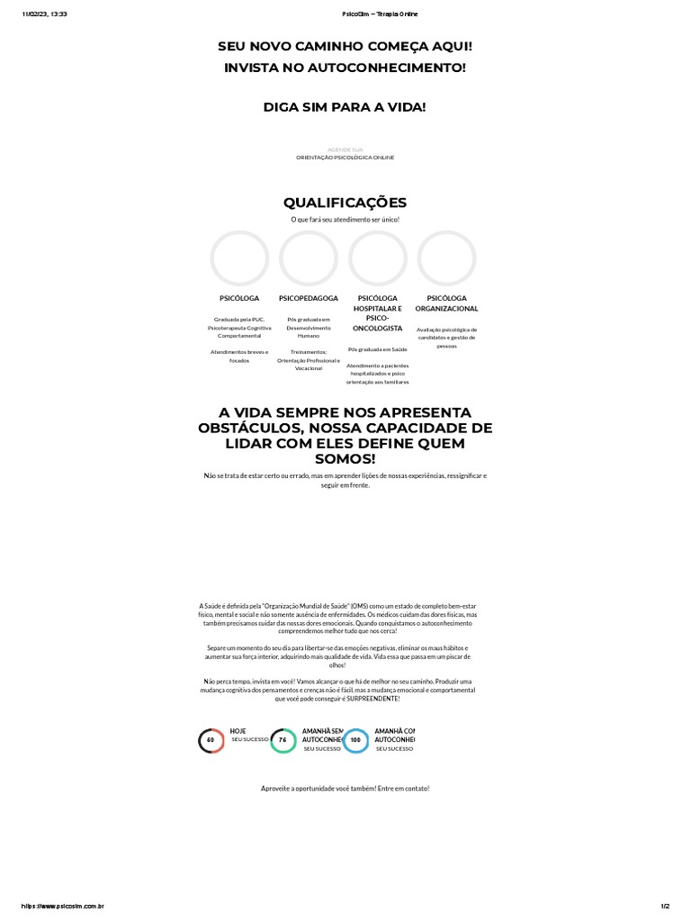 Modelo WEB Site Terapia Online - PsicoSim | PDF | Psicologia | Emoções