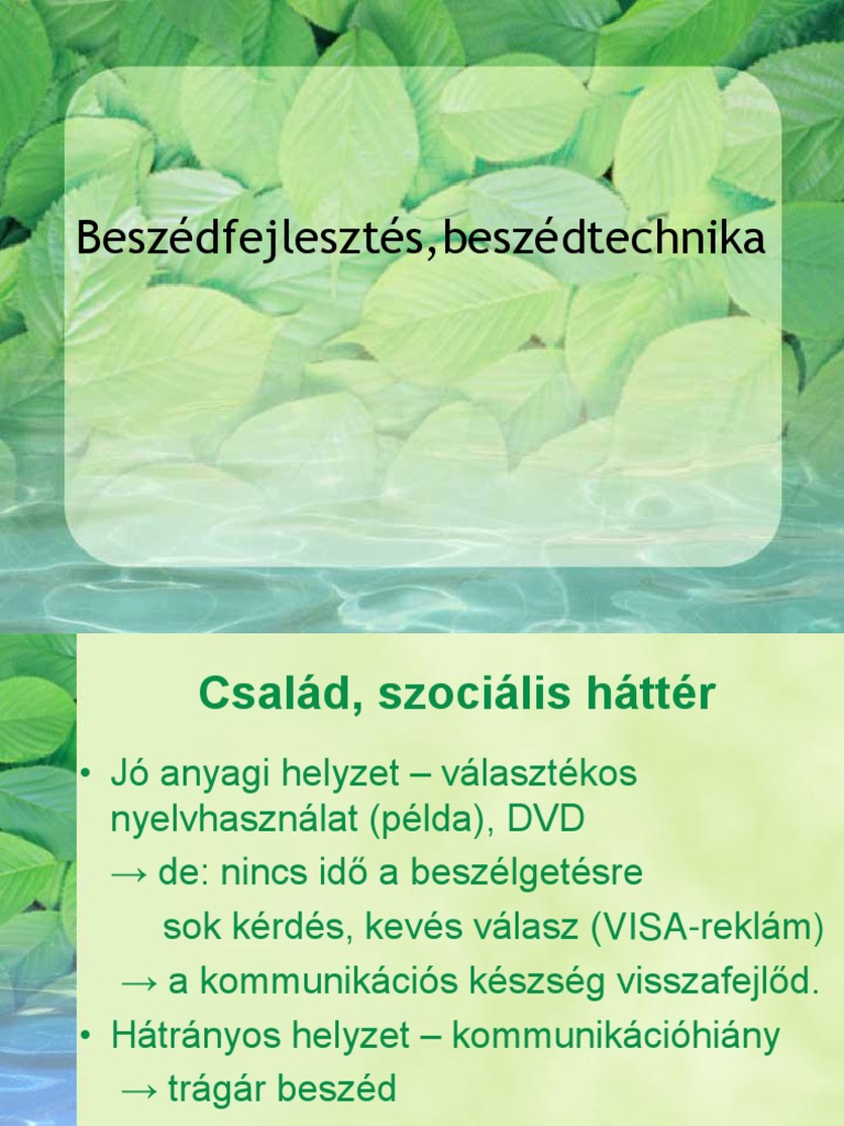 Beszédfejlesztés, Diszlexia | PDF