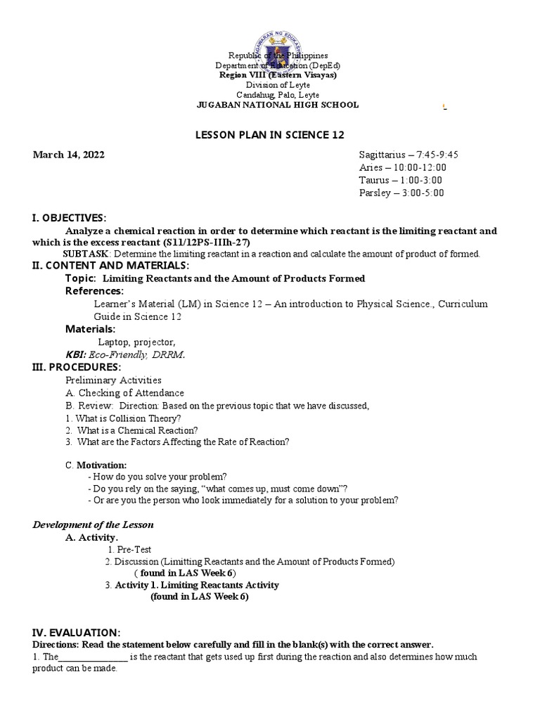 LESSON PLAN f2f Day5 | PDF | Physical Sciences | Chemistry