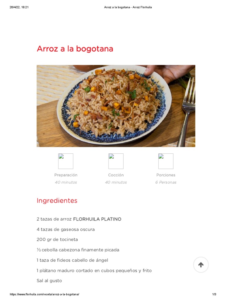 Arroz A La Bogotana - Arroz Florhuila | PDF | Cocina europea | Comida ...