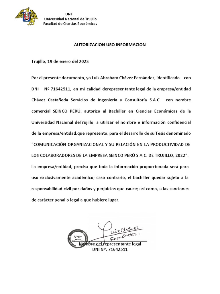 Carta de Aprobacion de Utilizacion de Informacion | PDF