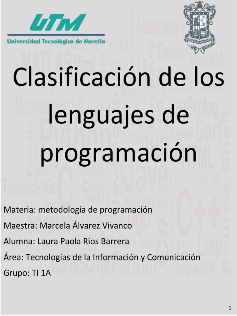Clasificacion de Lenguaje de Programacion | PDF | Lenguaje de ...