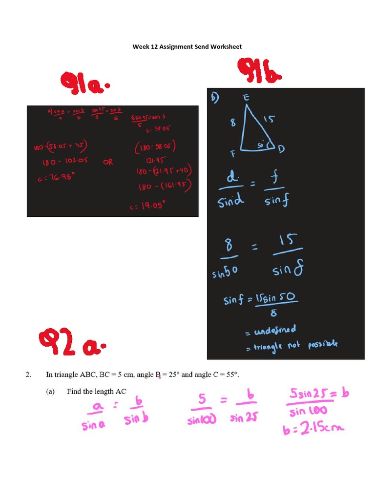 Week 12 Assignment Send Worksheet | PDF