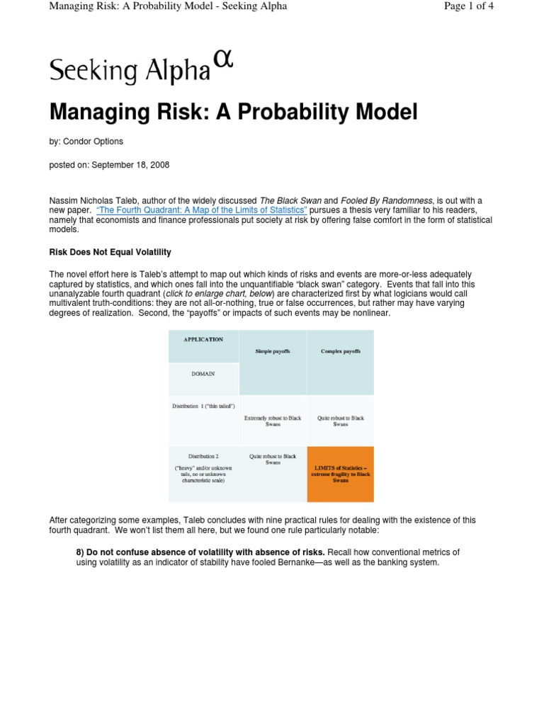 Nassim Nicholas Taleb Managing Risk A Probability Model | PDF | Risk ...