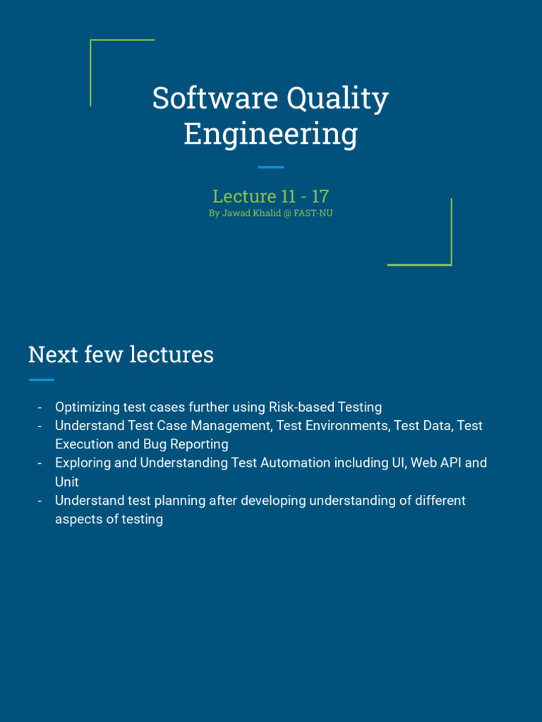 Software Quality Engineering Lecture 11 17 Pdf Software Testing Software Bug 