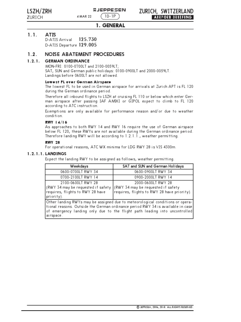 LSZH Zurich | PDF | Air Traffic Control | Instrument Flight Rules