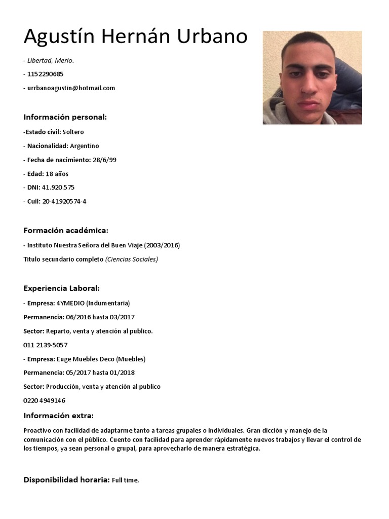 Agustin Hernan Urbano CV | PDF