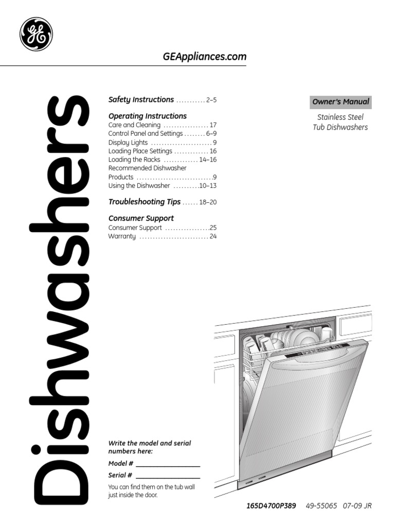 GE Dishwasher Manual | PDF | Dishwasher | Domestic Implements