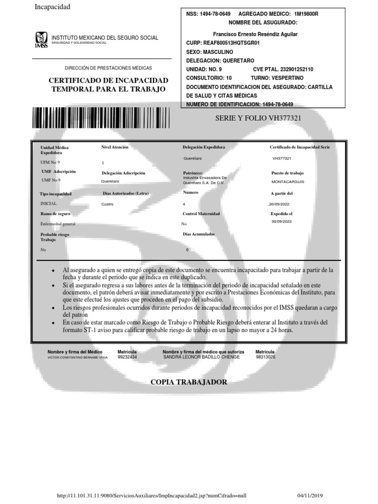 4 Dias Copia Trabajador | PDF