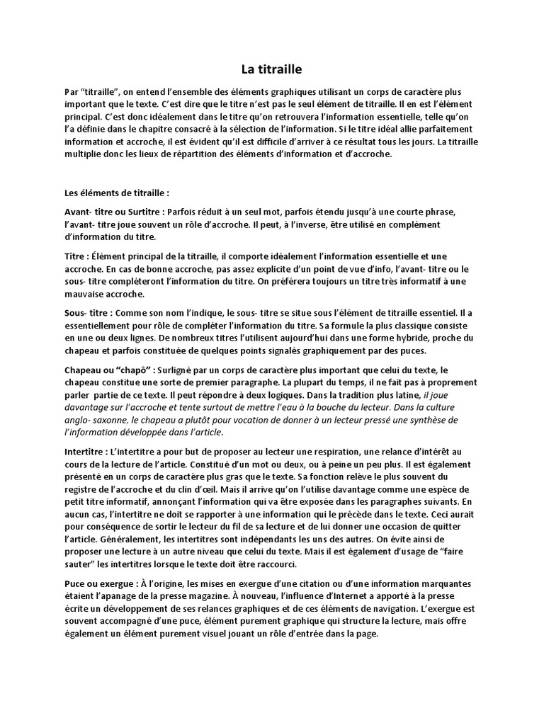 Comprendre la titraille en journalisme | PDF | Arts du langage et ...