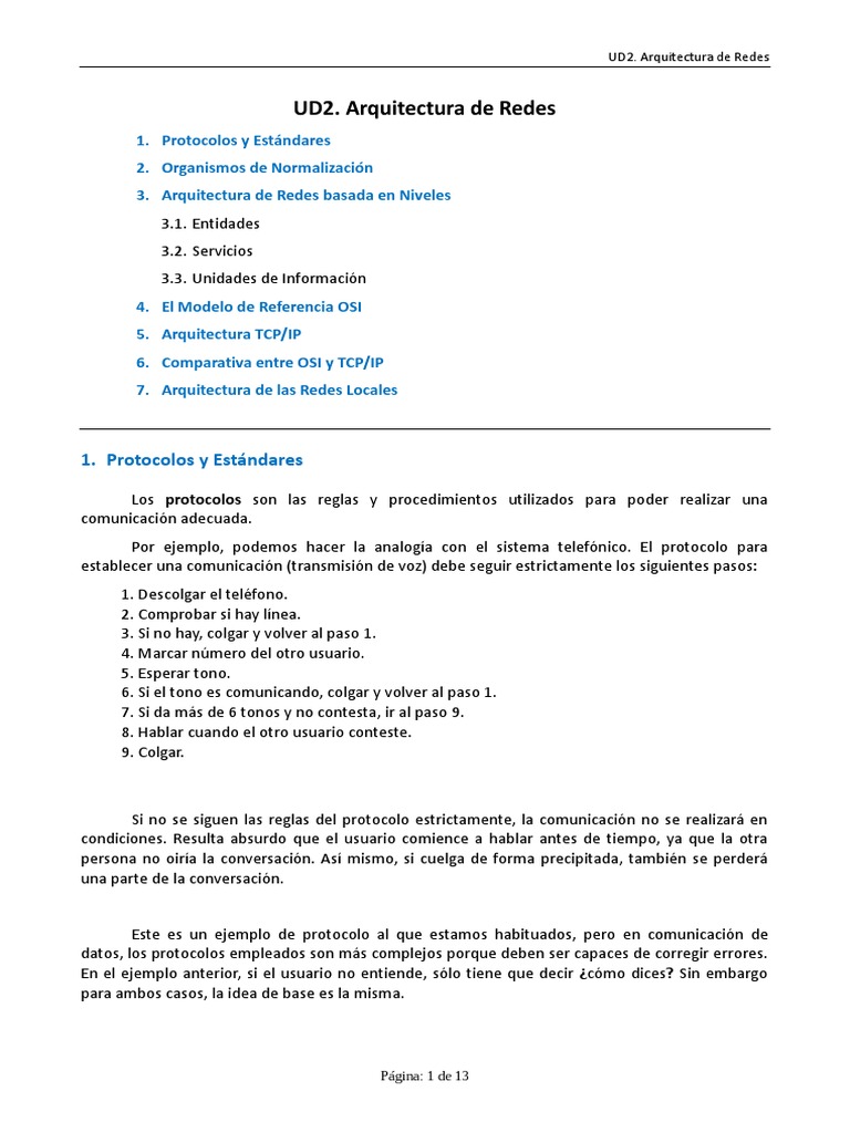 UD2. Arquitectura de Redes | PDF | Red de computadoras | Modelo osi