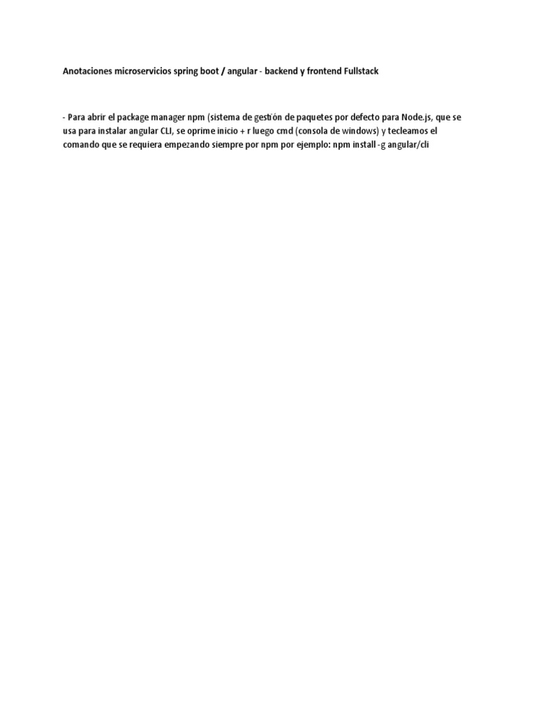 Anotaciones Spring Boot - Angular (Fullstack) | PDF Anotaciones Spring Boot - Angular (Fullstack) | PDF