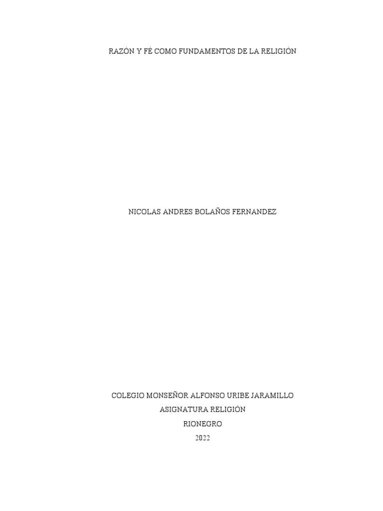 Razón y Fé Como Fundamentos de La Religión | Descargar gratis PDF | Razón | Fe
