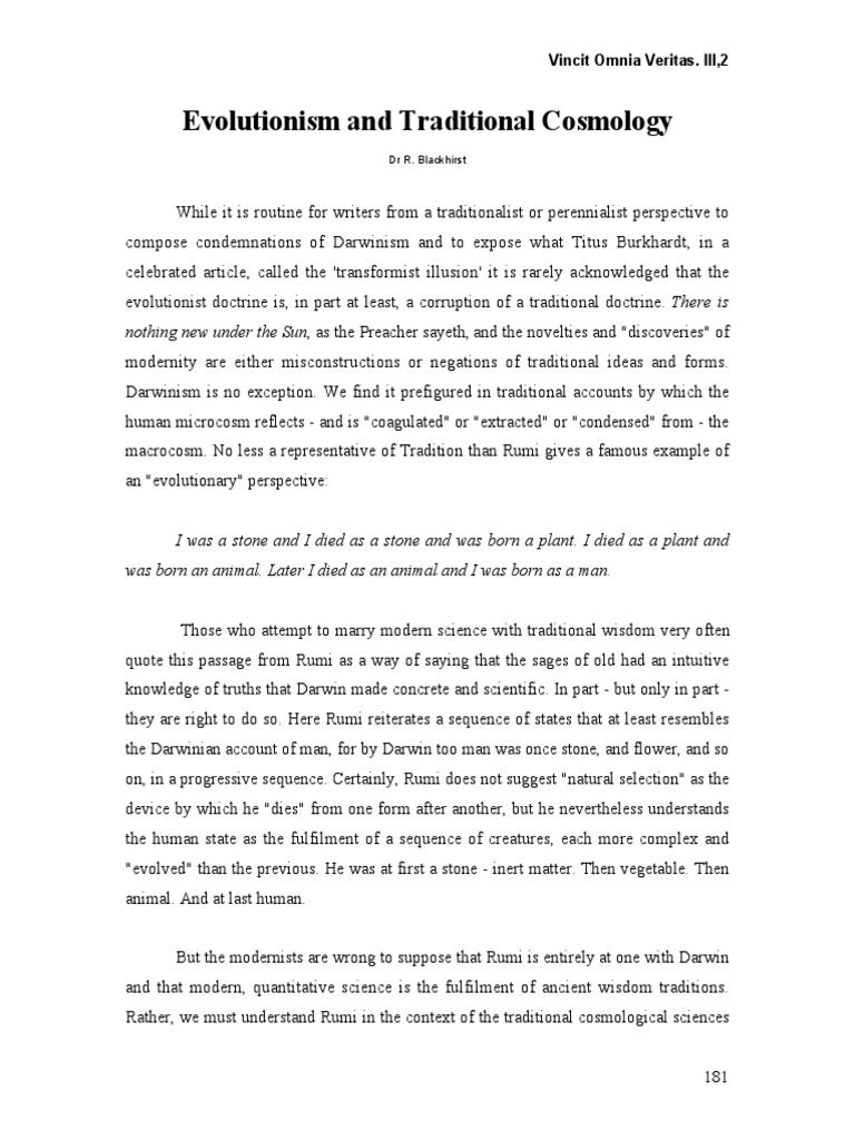 Evolutionism and Traditional Cosmology | PDF | Yin And Yang ...
