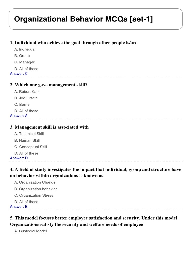 Organizational Behavior | PDF | Leadership | Motivational