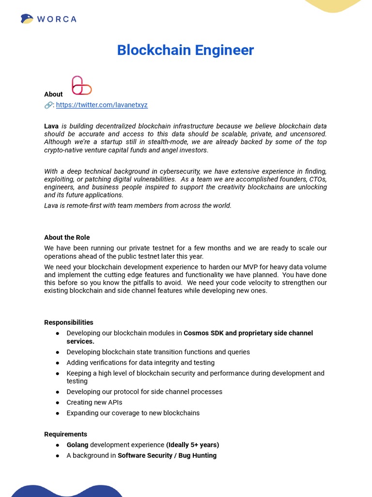 Blockchain Engineer Role at Lava Network | PDF | Computer Security ...