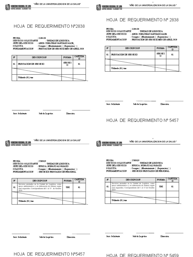 Hoja de Requerimiento | PDF | Logística | Industrias de servicio