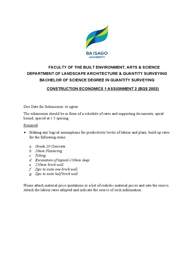 Construction Economics 1 Assignment 2-2 | PDF