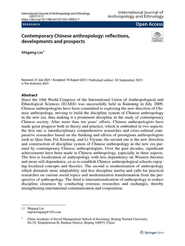 Contemporary Chinese Anthropology | PDF | Anthropology | China