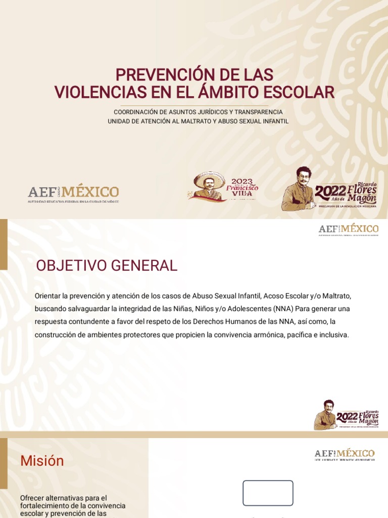 Prevenciã N De La Violencia Escolarpptx Pdf Abuso Sexual Violencia