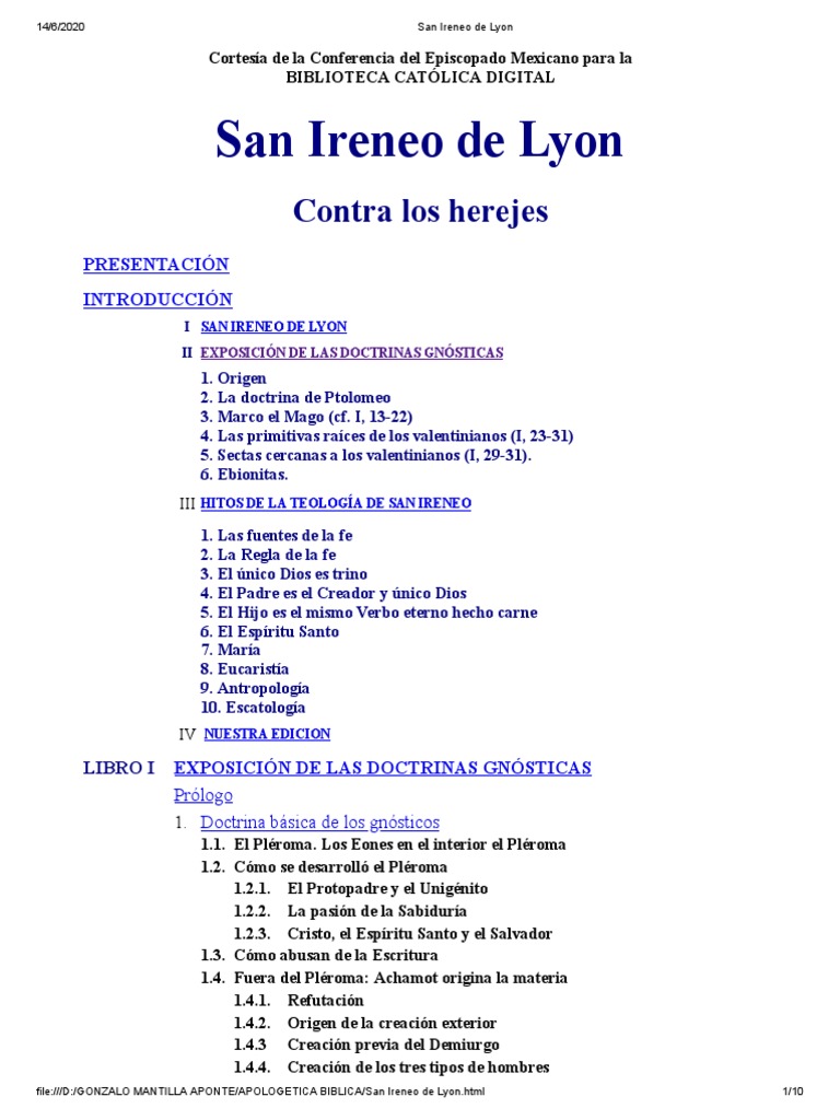 San Ireneo de Lyon | PDF | Ireneo | Gnosticismo