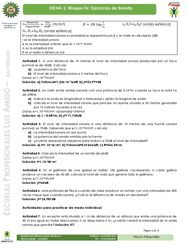 Ejercicios Sonido 22 | PDF | Sonido | Decibel