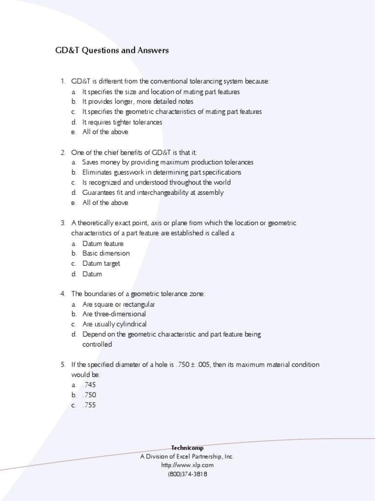 GD&T Quiz | PDF | Engineering Tolerance | Geometry