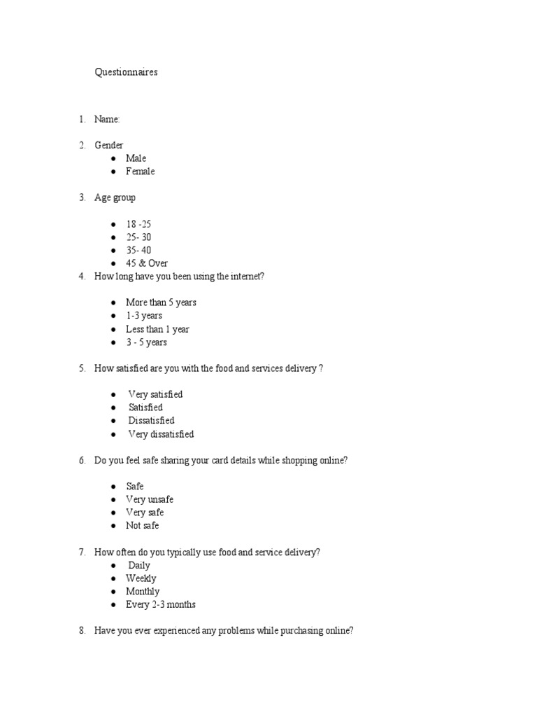 Questionnaires | PDF