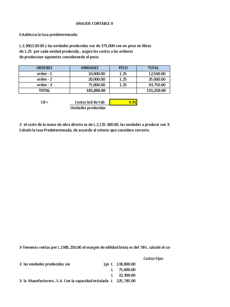 Ejercicio de Repaso de Costos CIF y Costos Escalonados | PDF ...