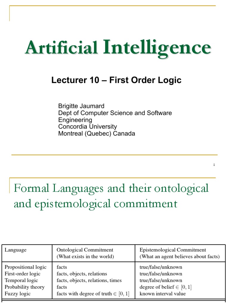 Lecture5 Firstorderlogic Pdf Logic First Order Logic