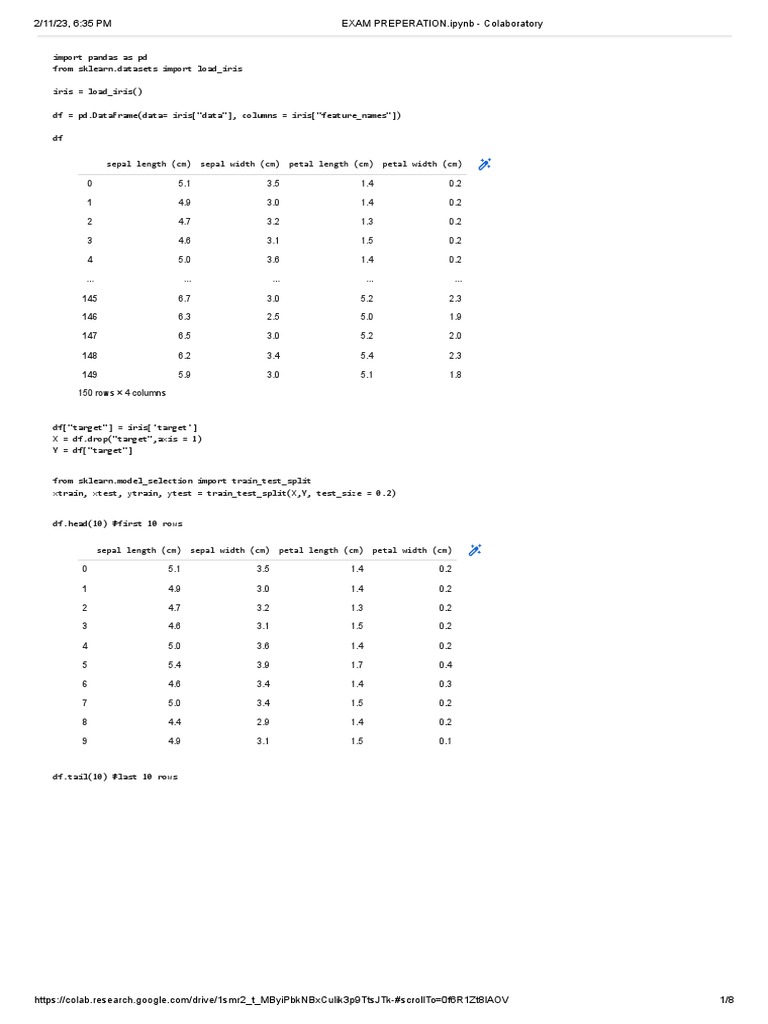 EXAM PREPERATION - Ipynb - Colaboratory-1 | PDF | Data Analysis ...