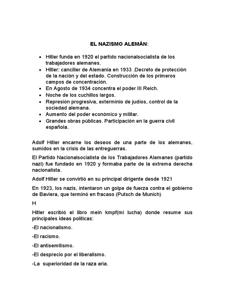 Historia del Nazismo Alemán | PDF | Alemania nazi | nazismo