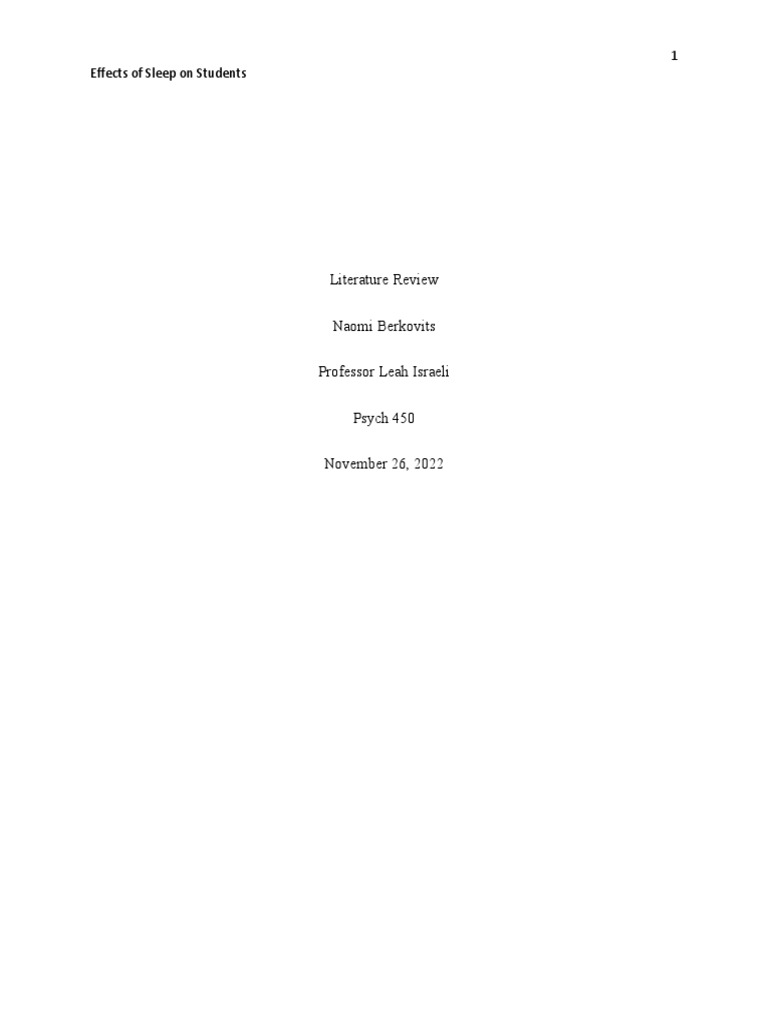 Literature Review | PDF | Sleep | Sleep Deprivation