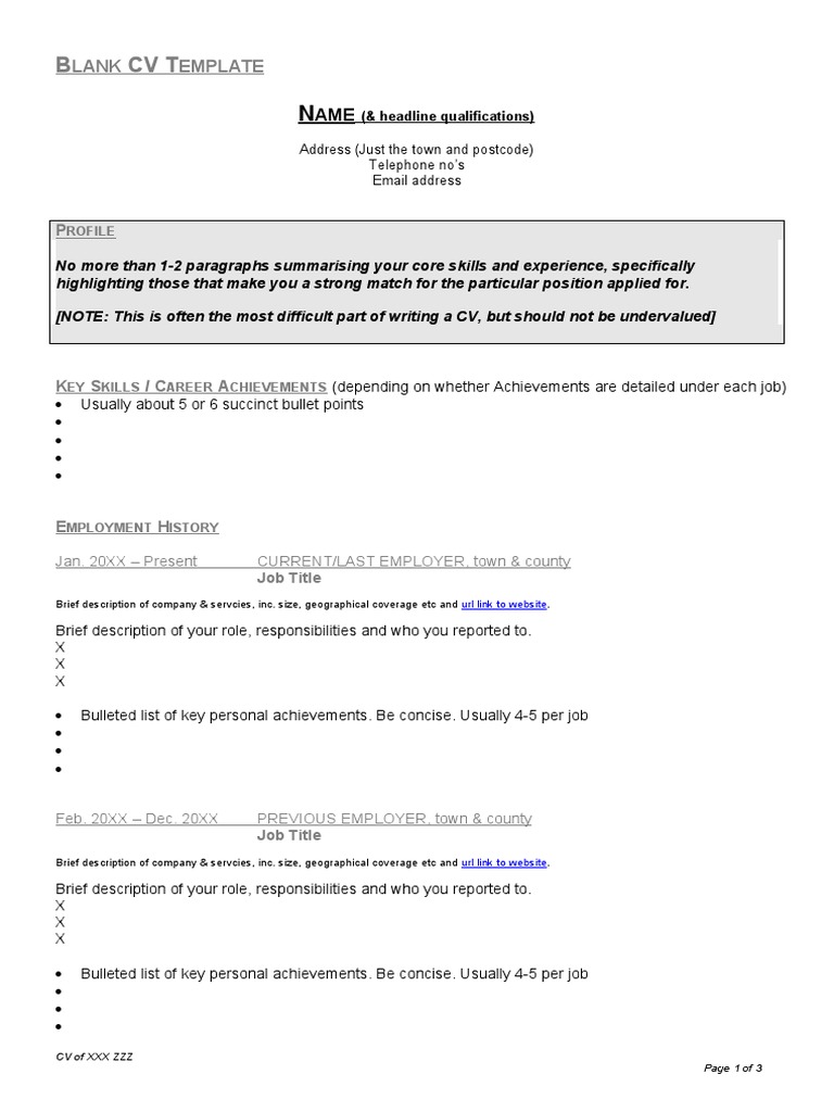 Blank CV Template for Job Seekers | PDF | World Wide Web | Internet & Web
