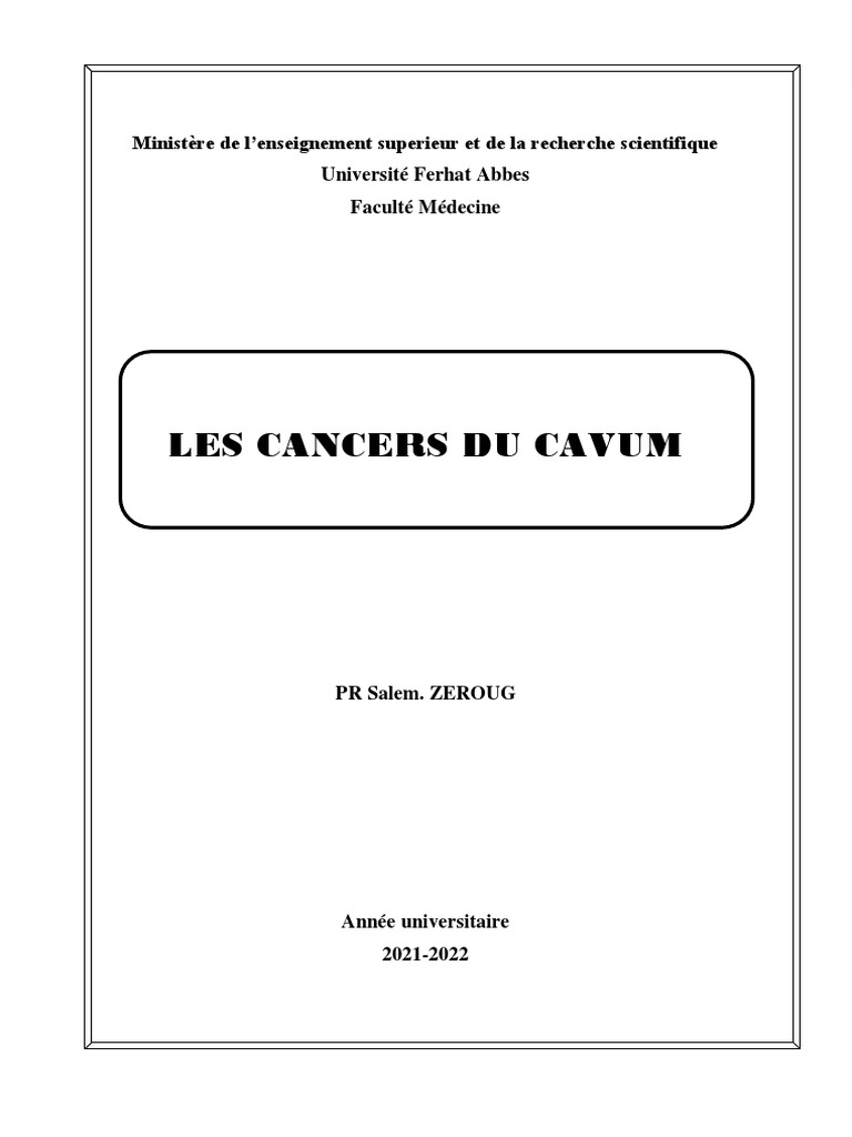 Cancers du cavum : diagnostic et traitement | PDF | Cancer | Métastase