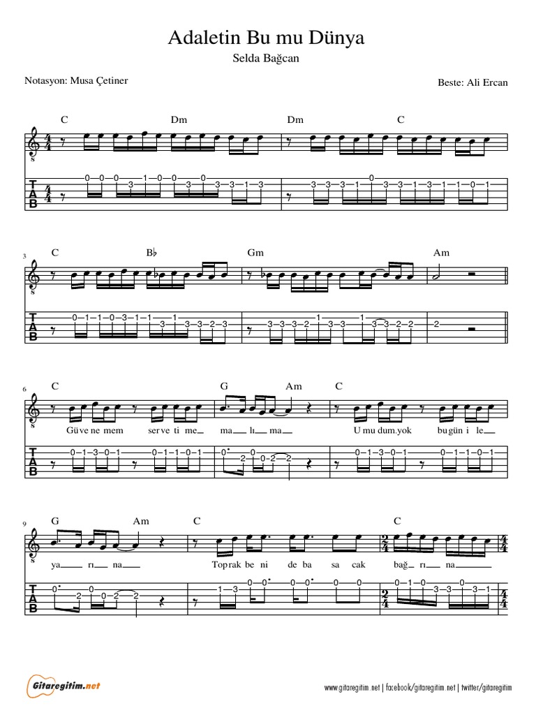 Adaletin Bu Mu Dunya Nota | PDF