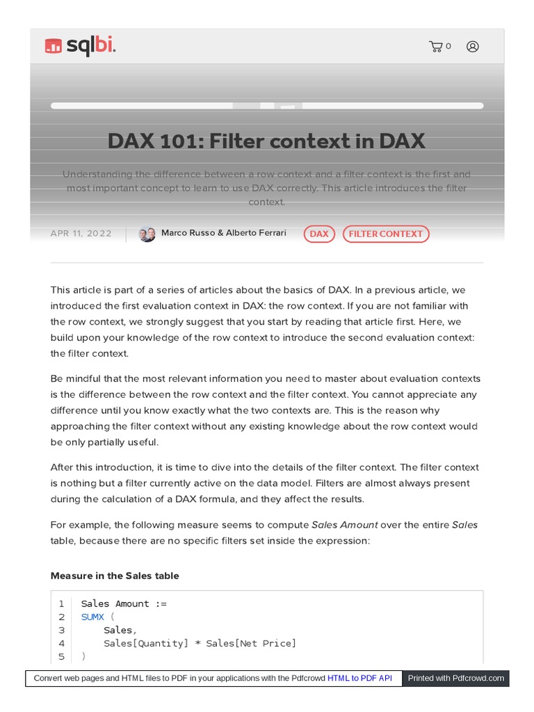 Filter Context Row Context | PDF | Html | Matrix (Mathematics)