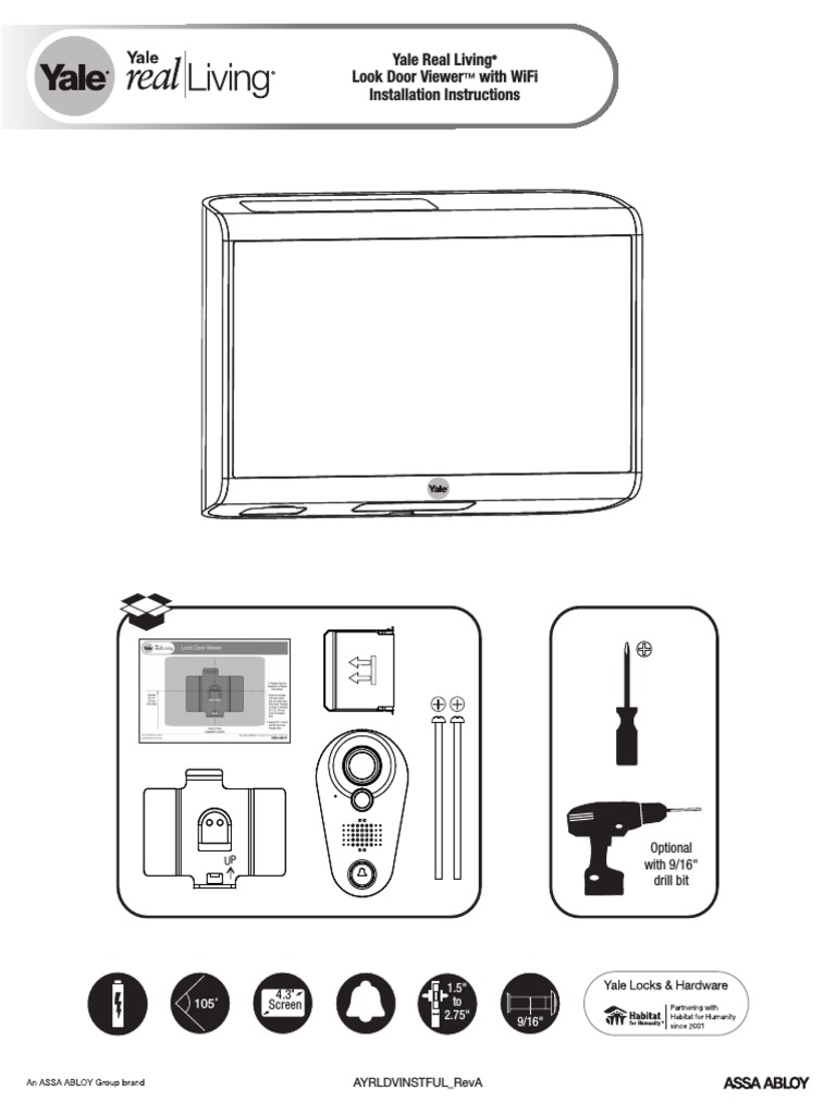 Yale Real Living Installation Instructions Look Door Viewer With Wifi ...