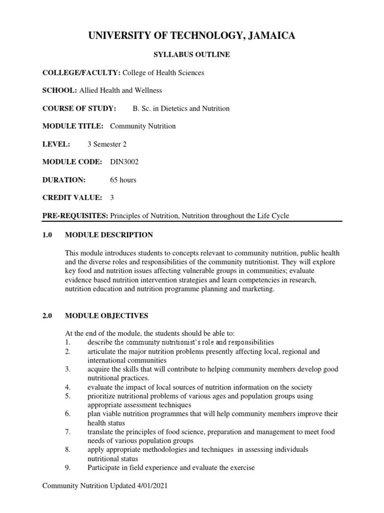 Community Nutrition Curriculum Overview | PDF | Evaluation | Communication