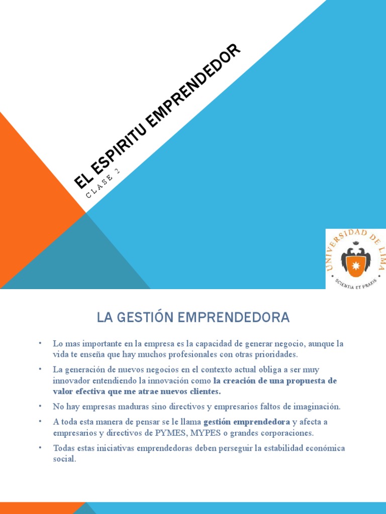 Clase 2 El Espiritu Emprendedor Pdf Iniciativa Empresarial Mente