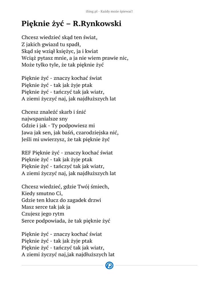 Tekst Rrynkowski Pieknie Zyc R13lwe | PDF