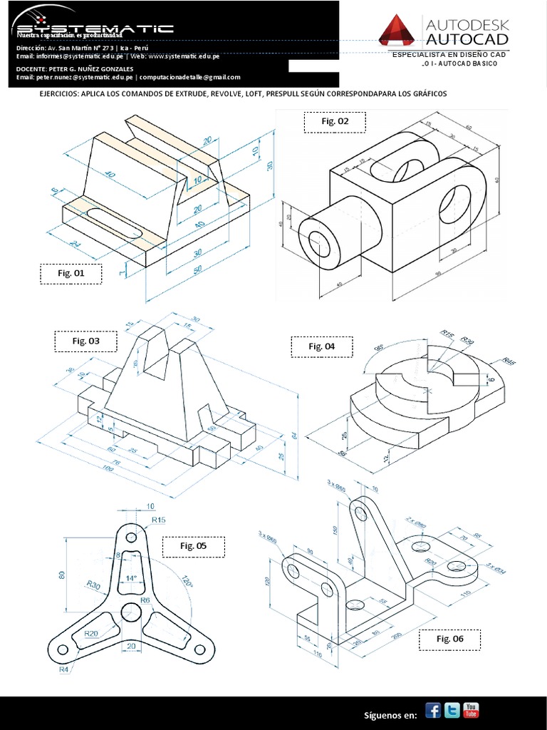 Introducción a los comandos de extrusión, revolución, loft y prespull en AutoCAD para la ...