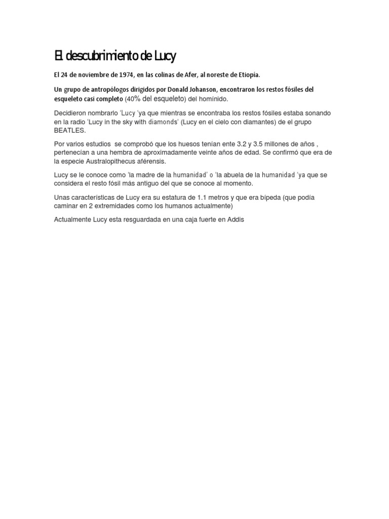 El Descubrimiento de Lucy | PDF