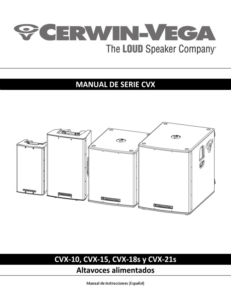 Manual de Altavoces CVX de Cerwin-Vega | PDF | Altoparlante | Enchufes y tomas de corriente alterna