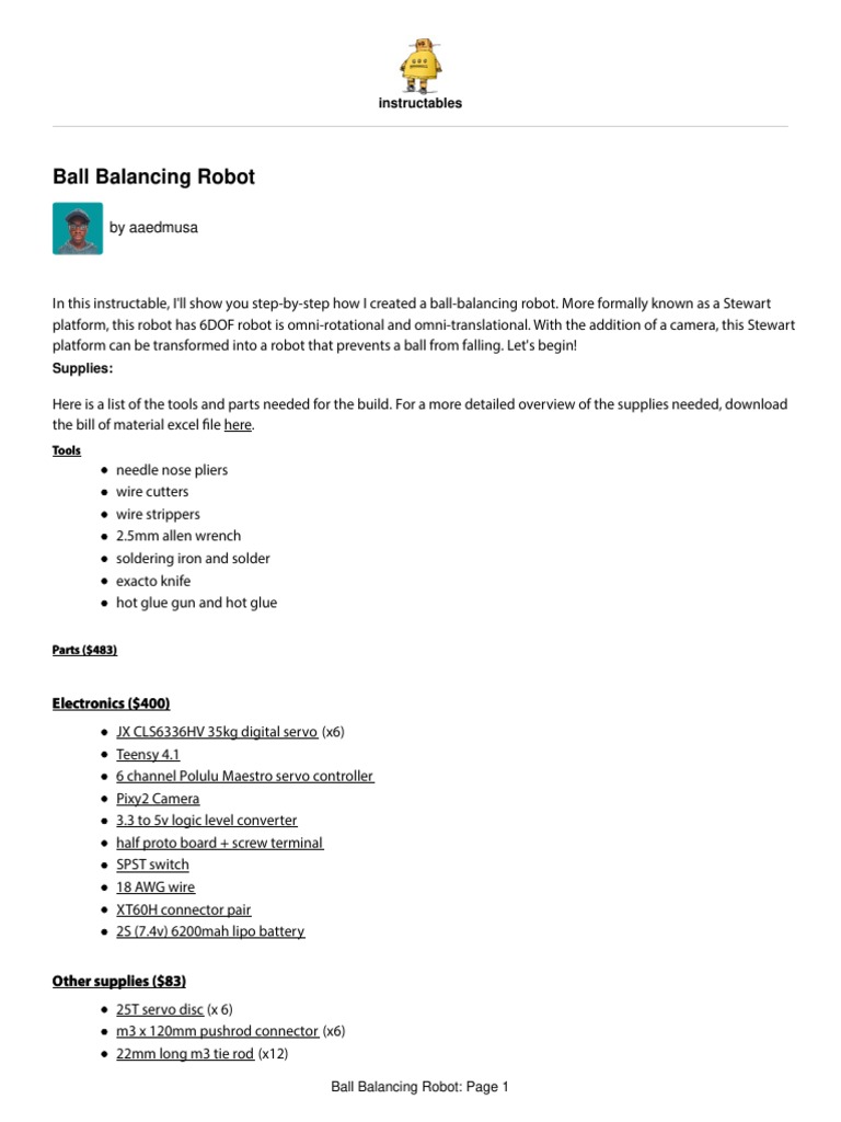 Ball Balancing Robot | PDF | Kinematics | Velocity